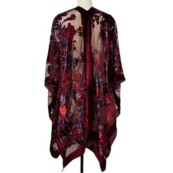 SAACHI | Accessories | Saachi Ione Velvet Burnout Ruana Wrap Kimona ...